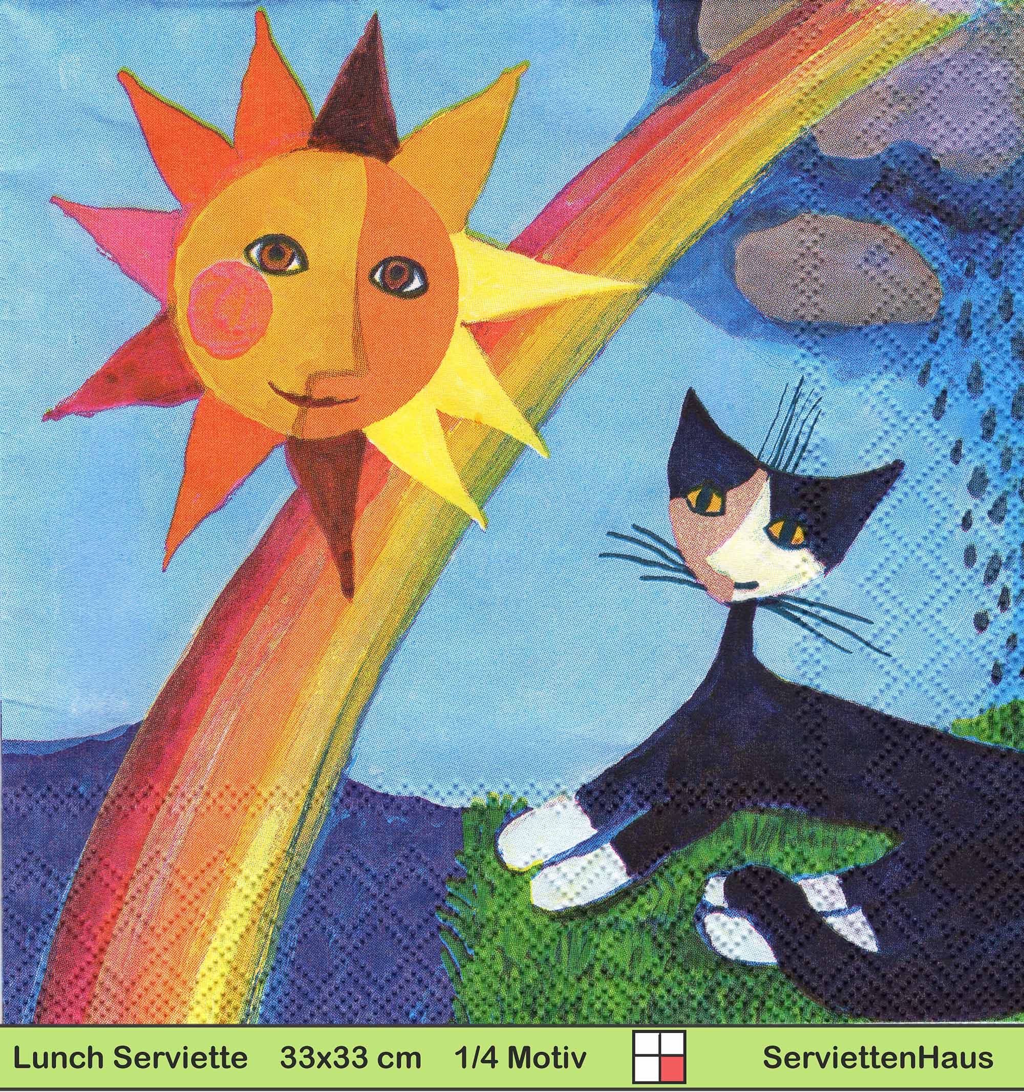 Rosina Wachtmeister - Arcobaleno Katze mit Regenbogen - 1 Lunch Serviette